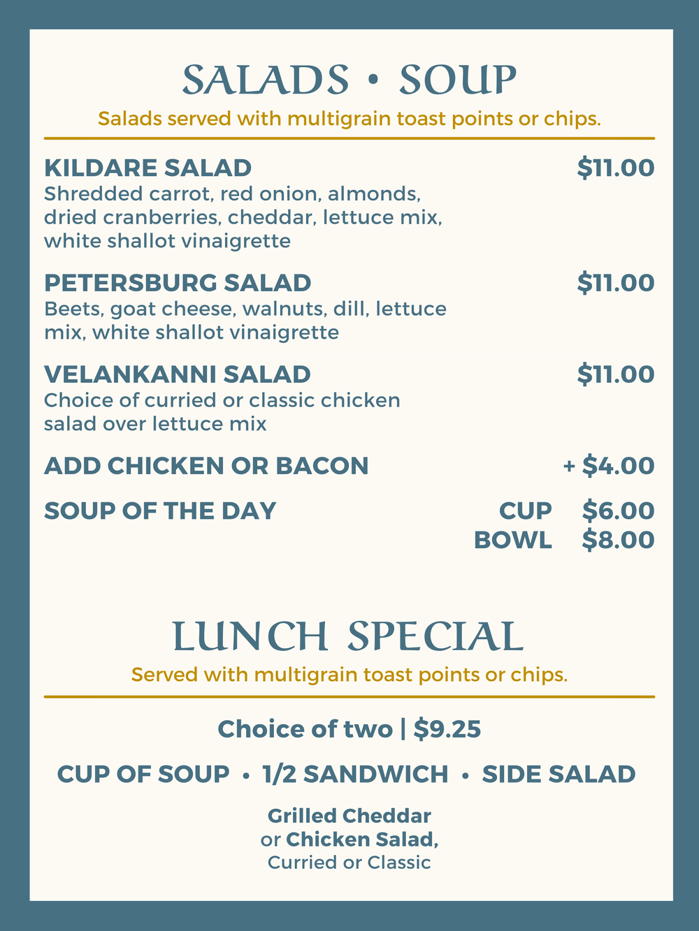 Menu — Trinity House Café & Market