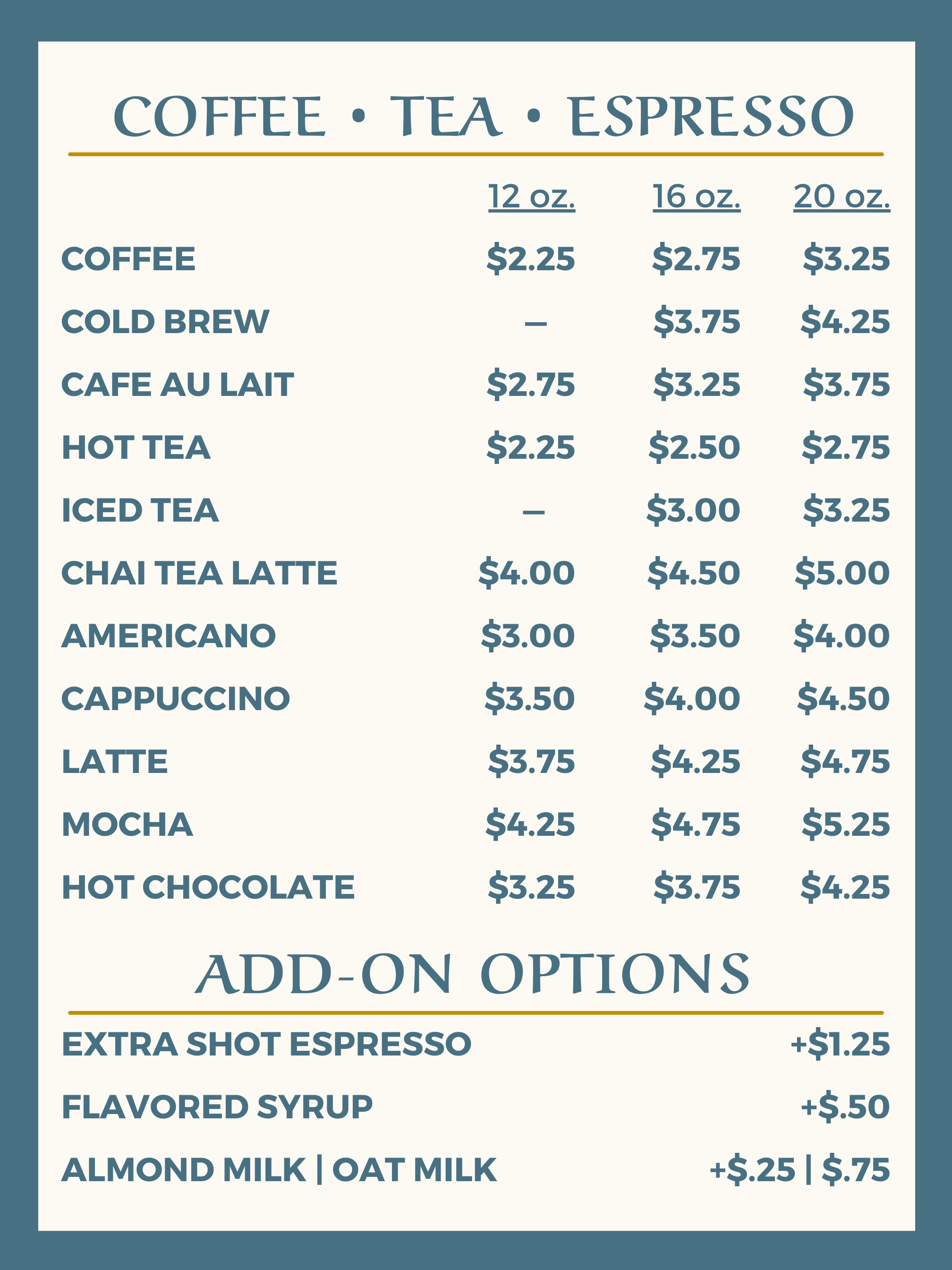 Menu — Trinity House Café & Market