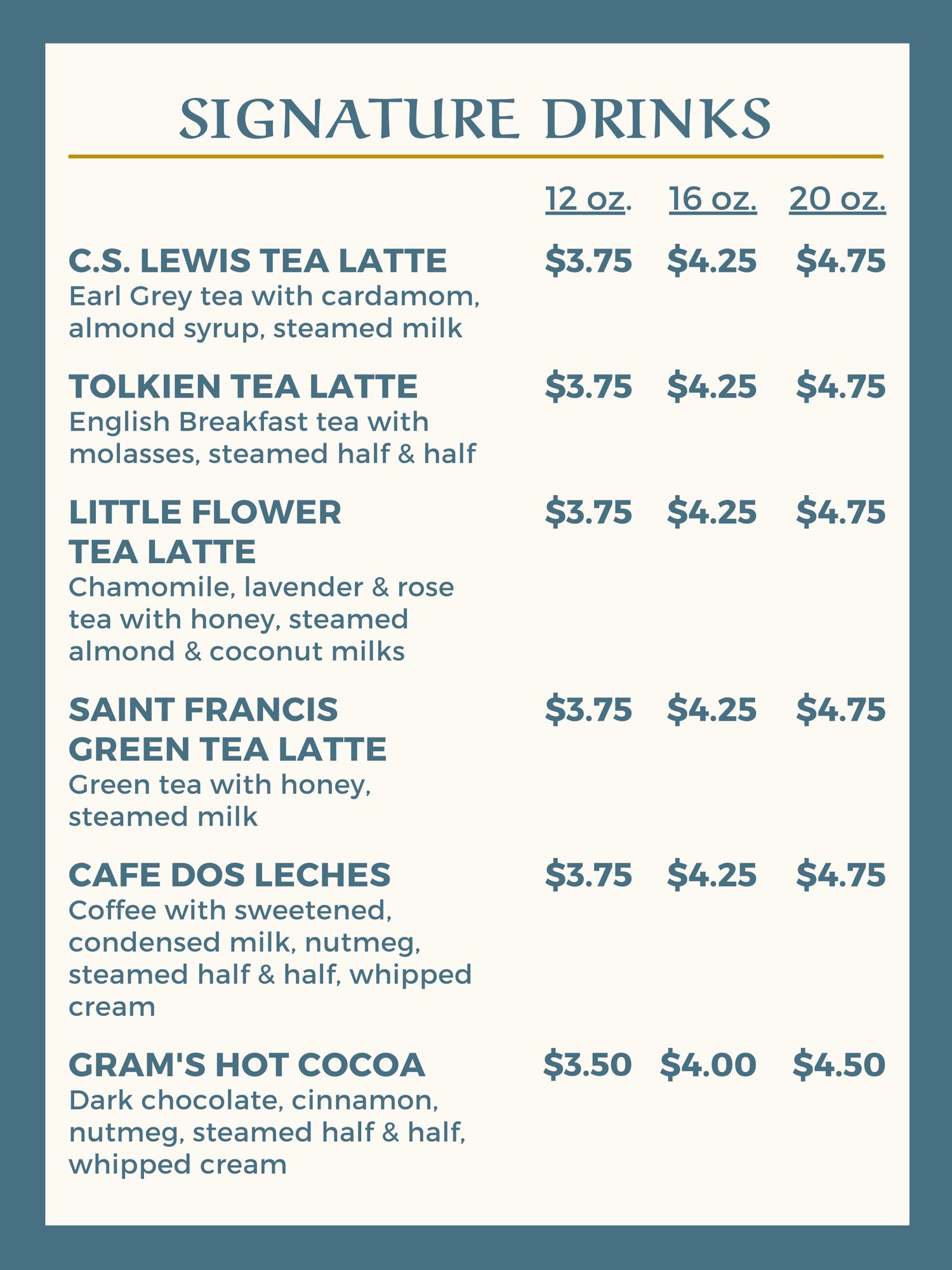 Menu — Trinity House Café & Market