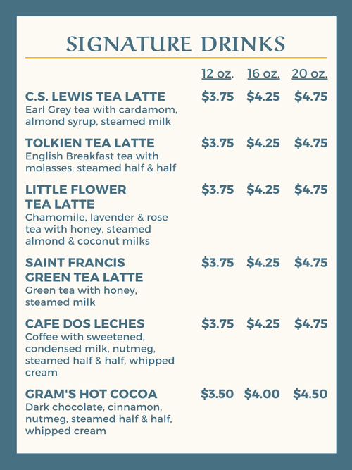 Menu — Trinity House Café & Market