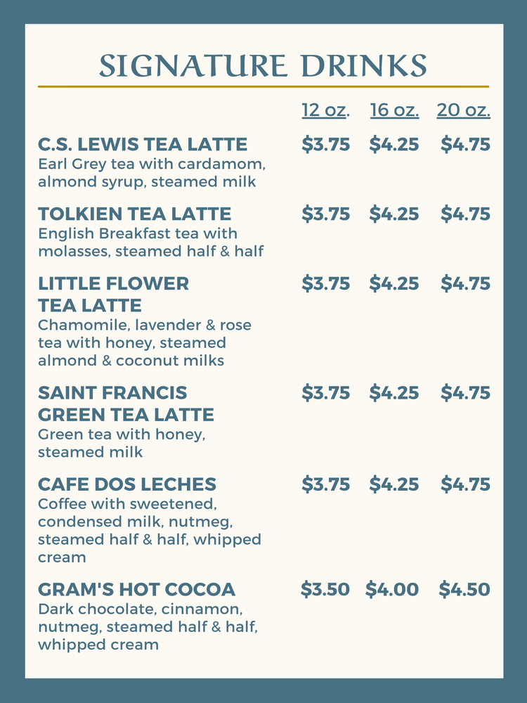 Menu — Trinity House Café & Market
