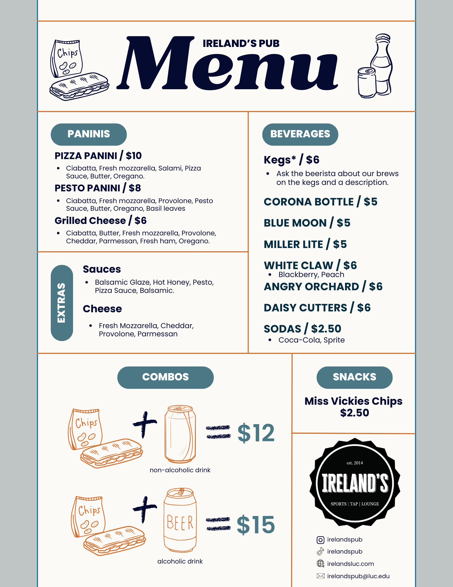 MENU — Ireland's