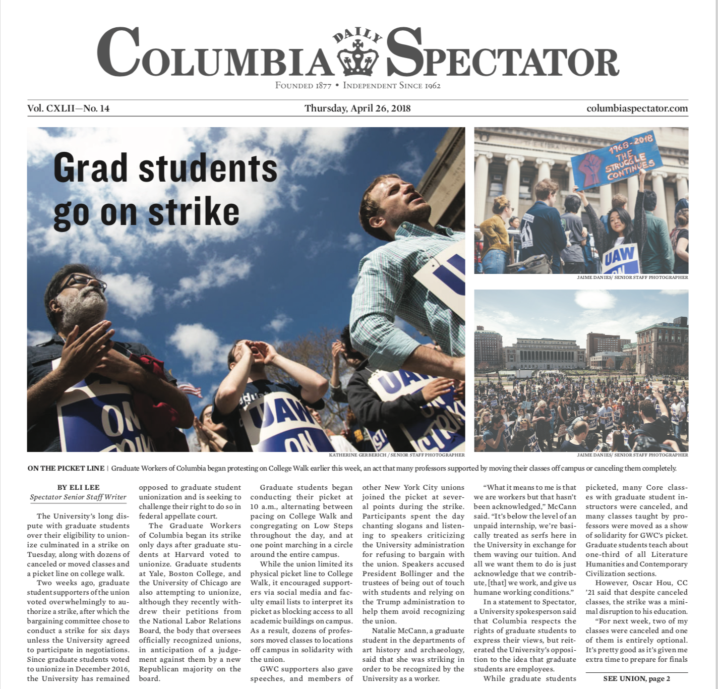 Visual Journalism — Spectator Publishing Company