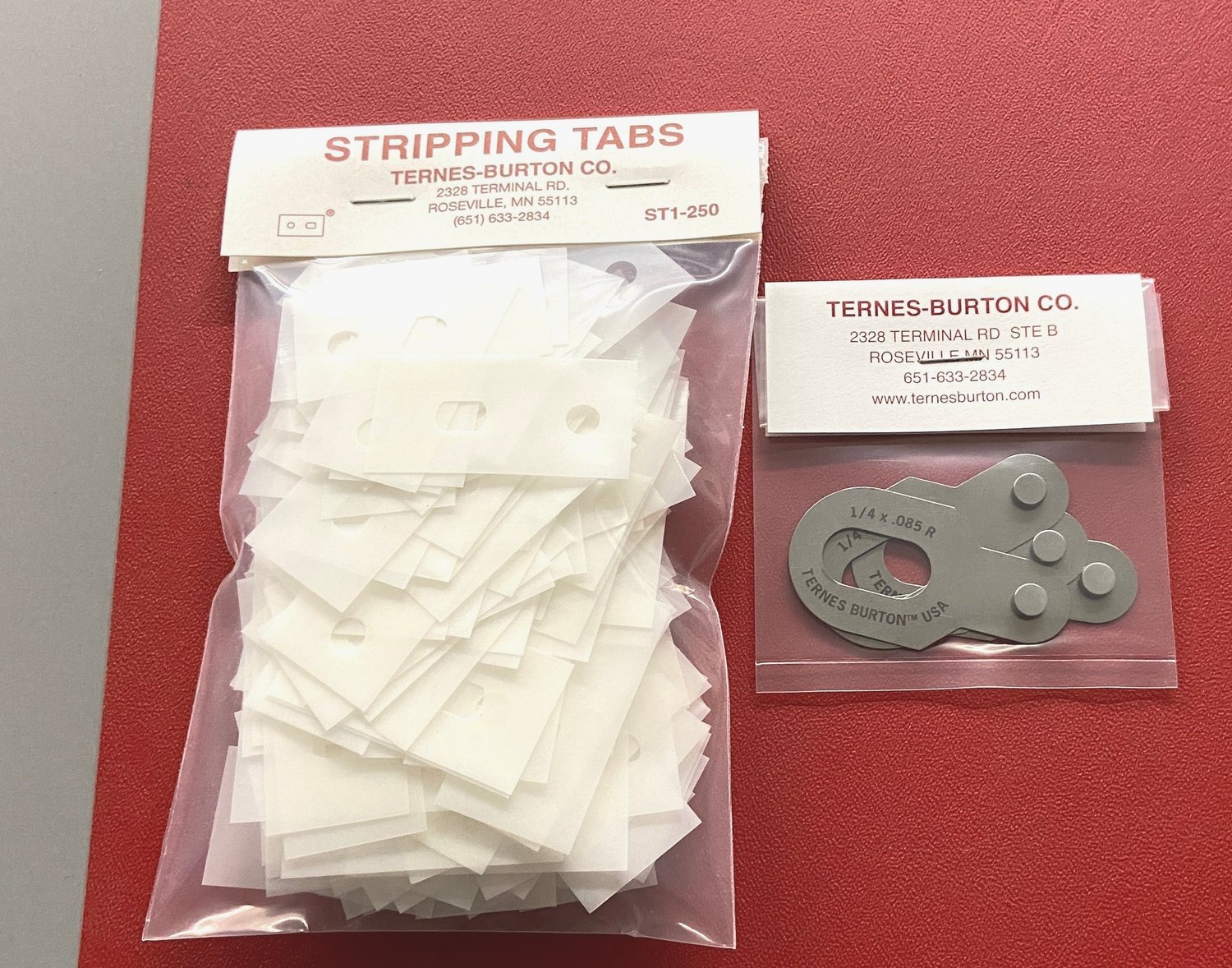 Packages — Ternes Burton Co. - Register Pins, Stripping Tabs