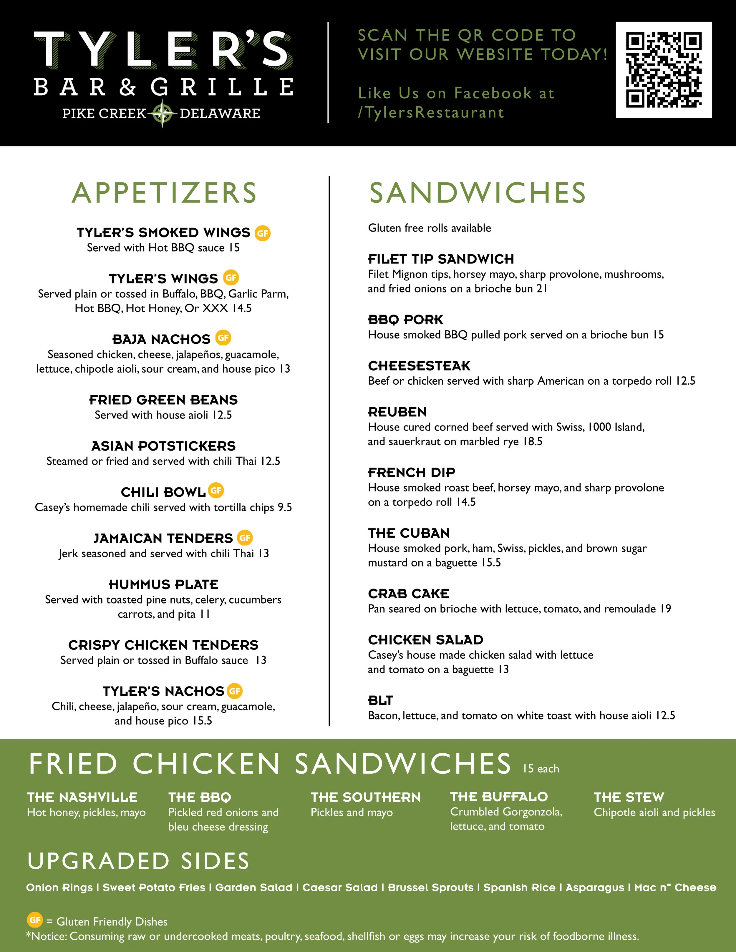 Menu — Tyler's Restaurant