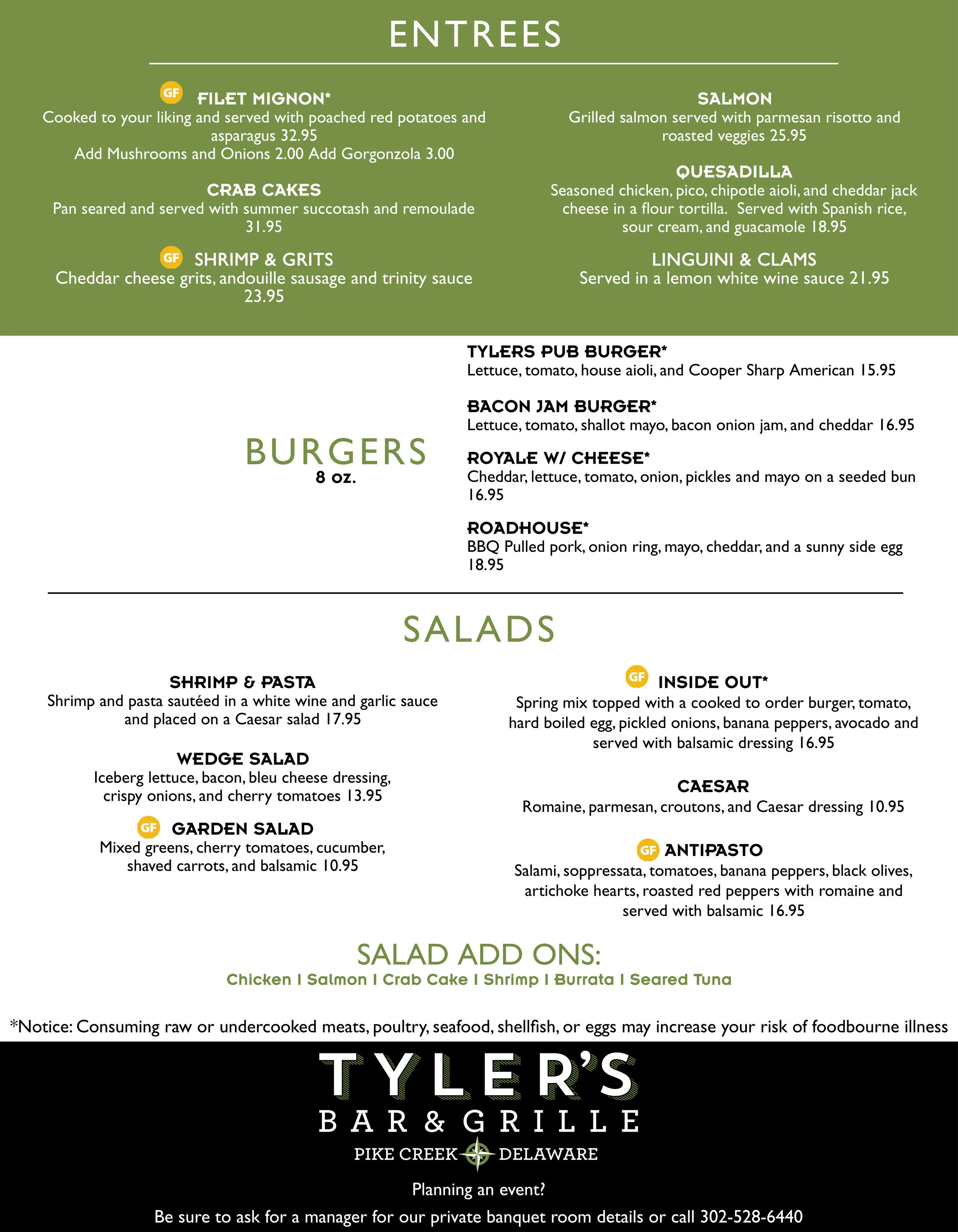 Menu — Tyler's Restaurant