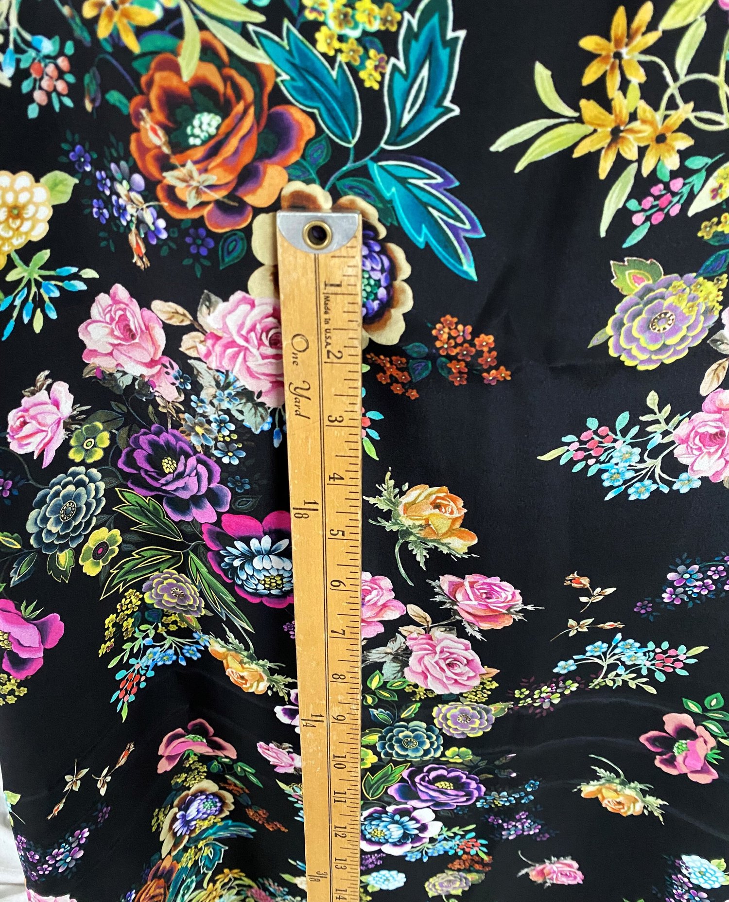 Black Floral Print Fabric