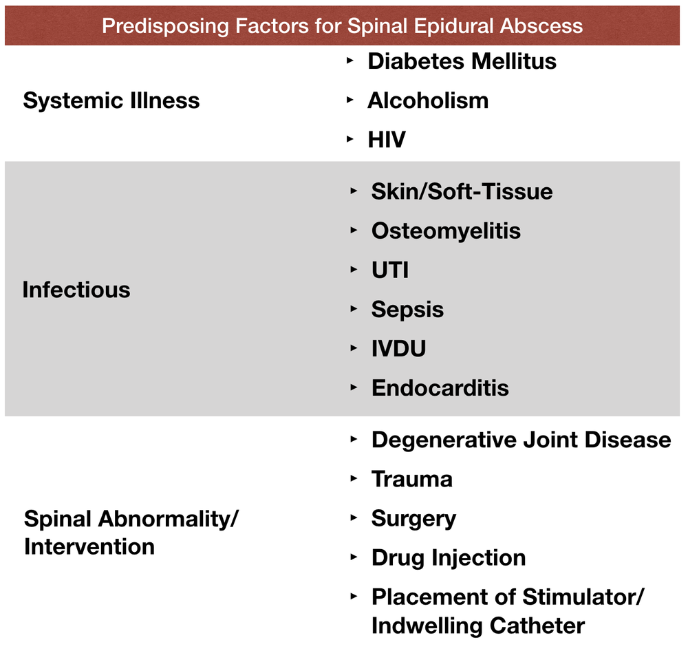 Spinal Epidural Abscess — Taming the SRU