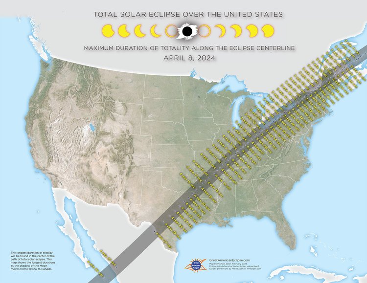 Total Solar Eclipse April 8, 2024 over the US — Great American Eclipse