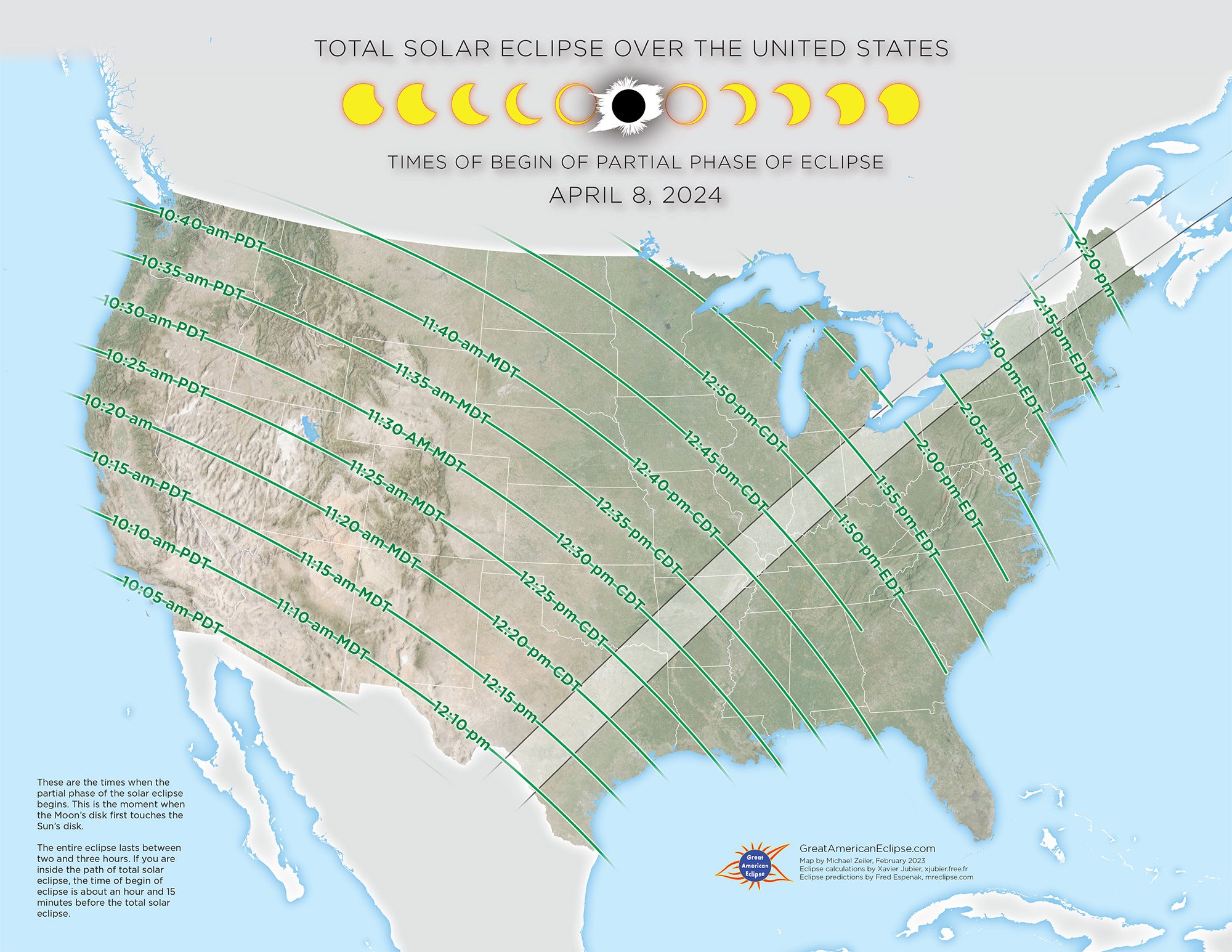 Total Solar Eclipse April 8, 2024 over the US — Great American Eclipse