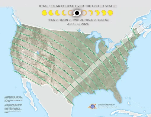 Total Solar Eclipse April 8, 2024 over the US — Great American Eclipse