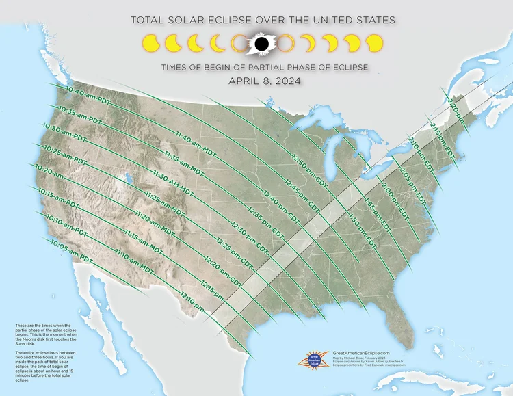 Total Solar Eclipse April 8, 2024 over the US — Great American Eclipse