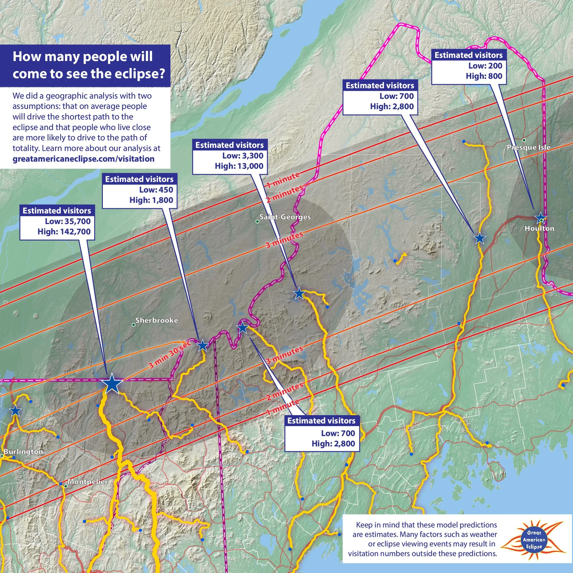 Eclipse tourism visitation projections — Great American Eclipse