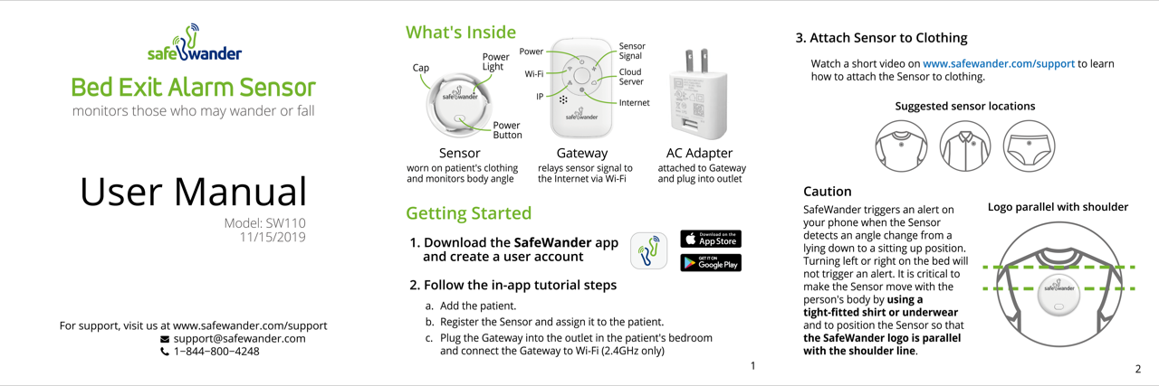 SafeWander | Bed Exit Alarm Sensor for Fall and Wandering Prevention ...