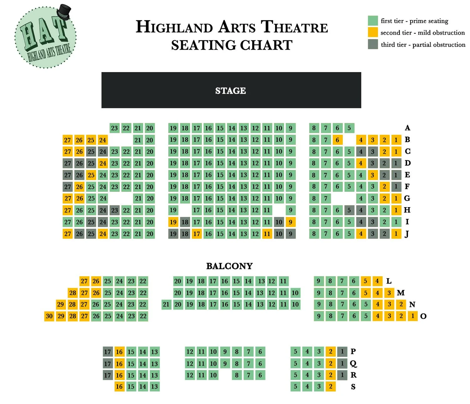 SEATING CHART — HIGHLAND ARTS THEATRE