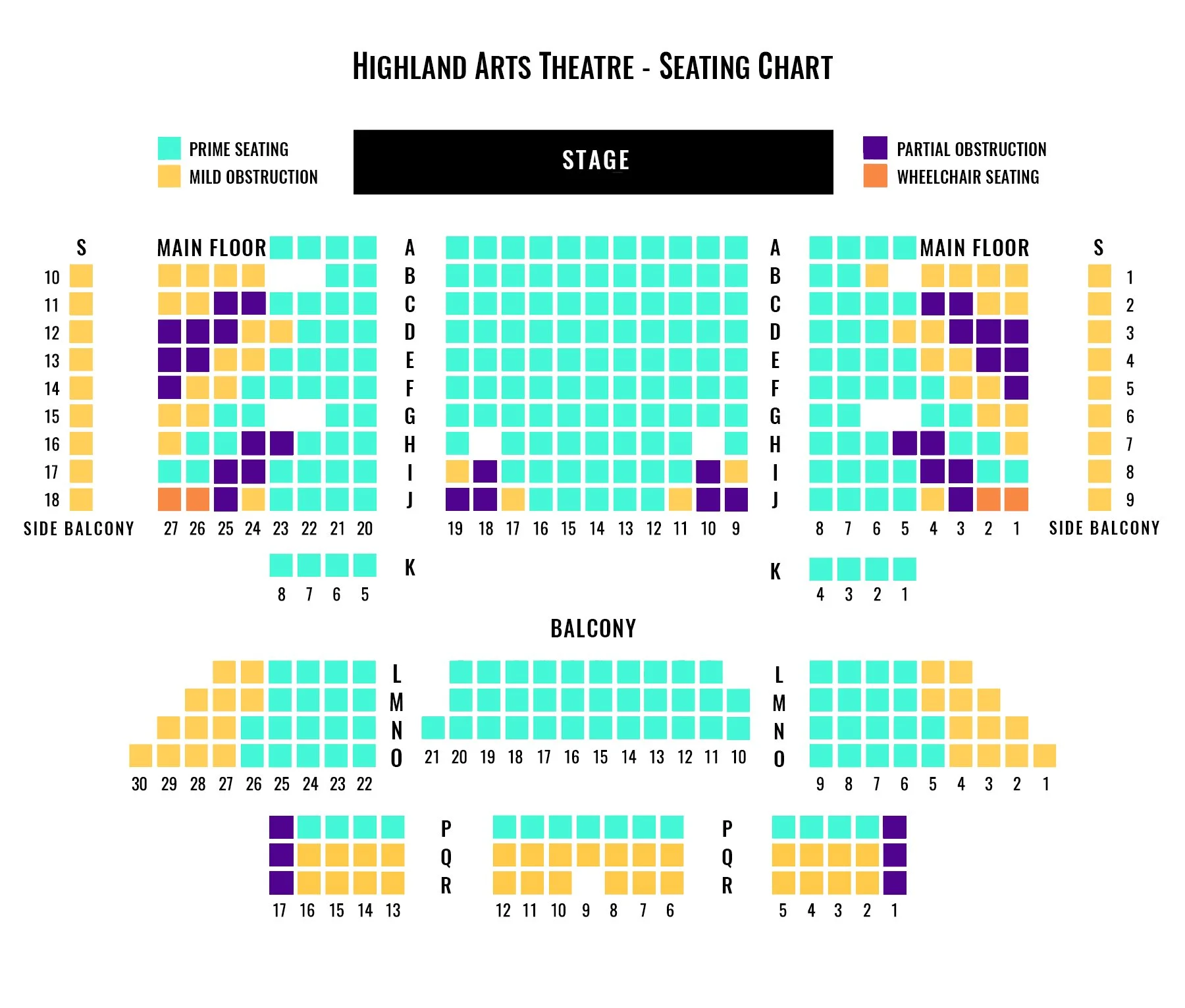 SEATING CHART — HIGHLAND ARTS THEATRE