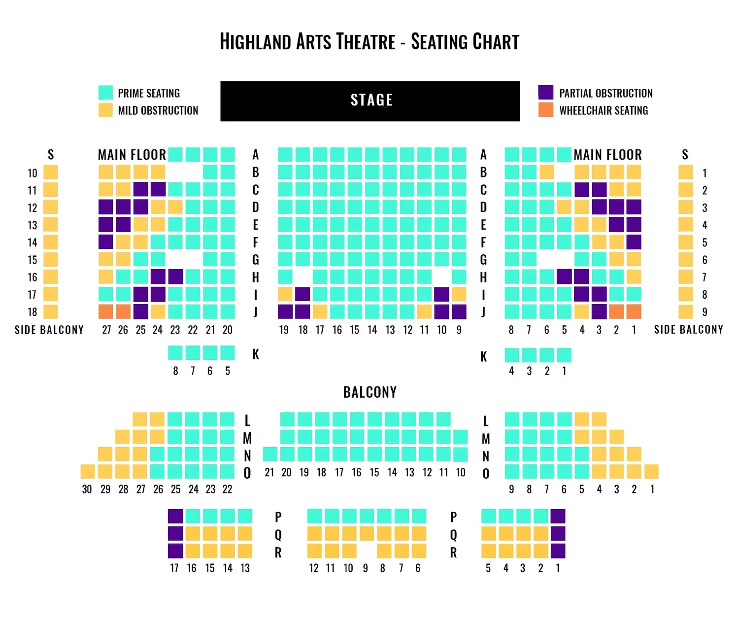 SEATING CHART — HIGHLAND ARTS THEATRE