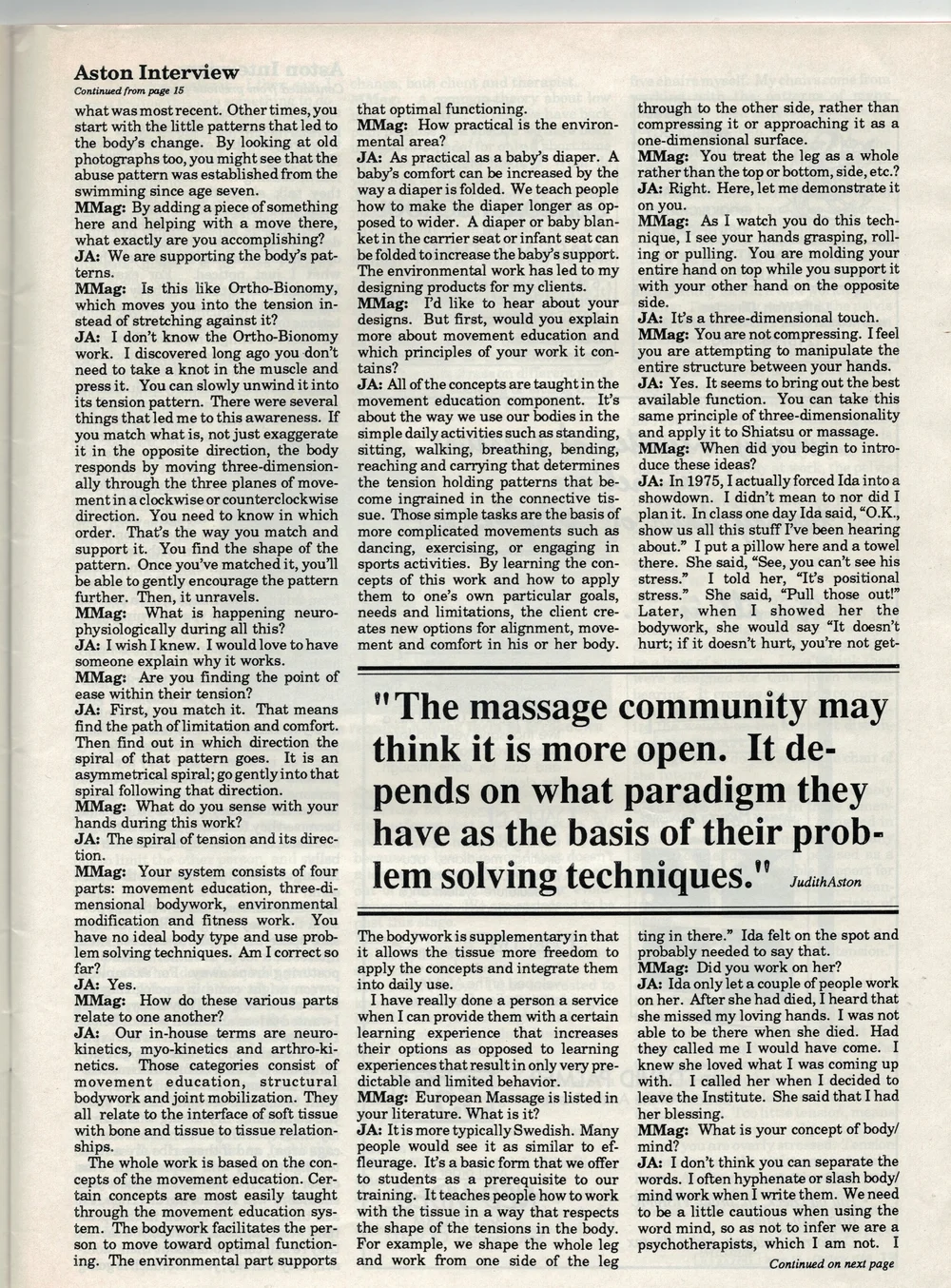 Massage Magazine Oct/Nov 1988 Issue 16 — aston kinetics