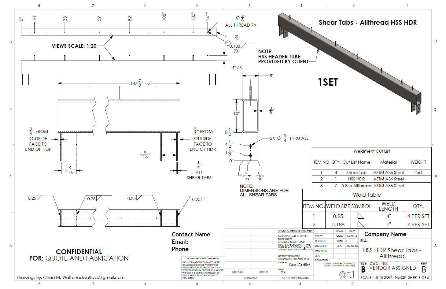 Fabrication Drawings — CHAD M. WALL CONSULTING AND SERVICES