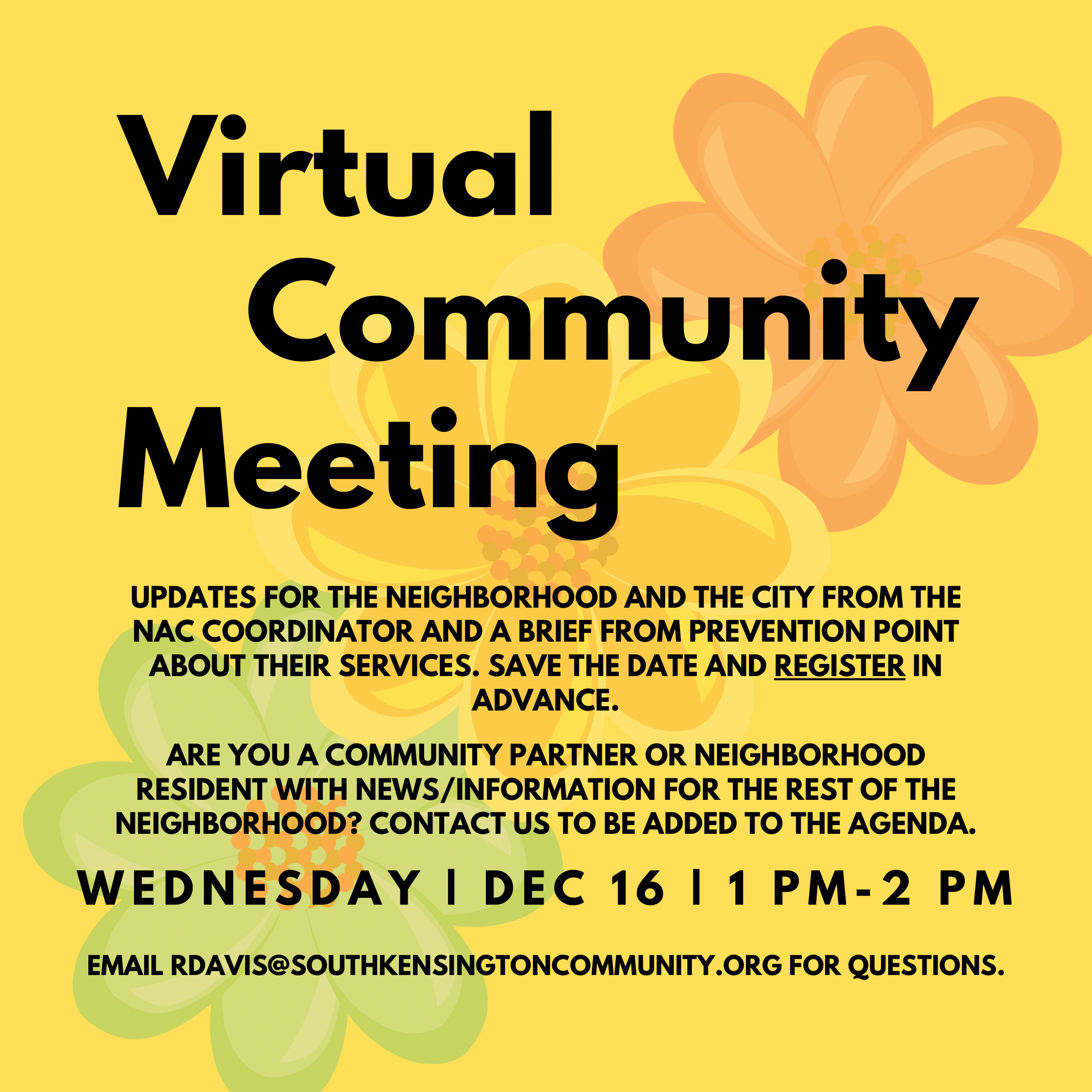 SKCP VIRTUAL COMMUNITY MEETING — South Kensington Community Partners