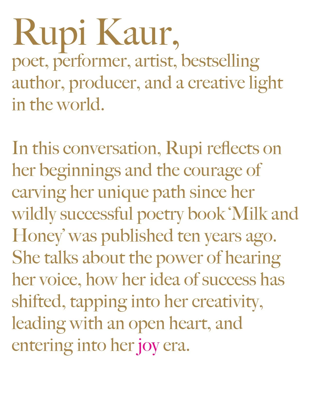 Introducing October Starring Rupi Kaur — Rose & Ivy