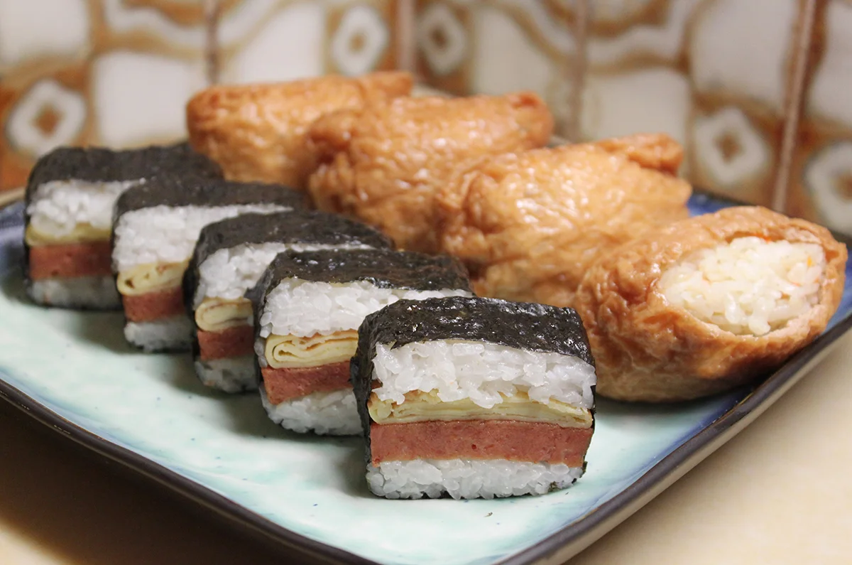 teriyaki musubi & aburaaget-square in the kitchen