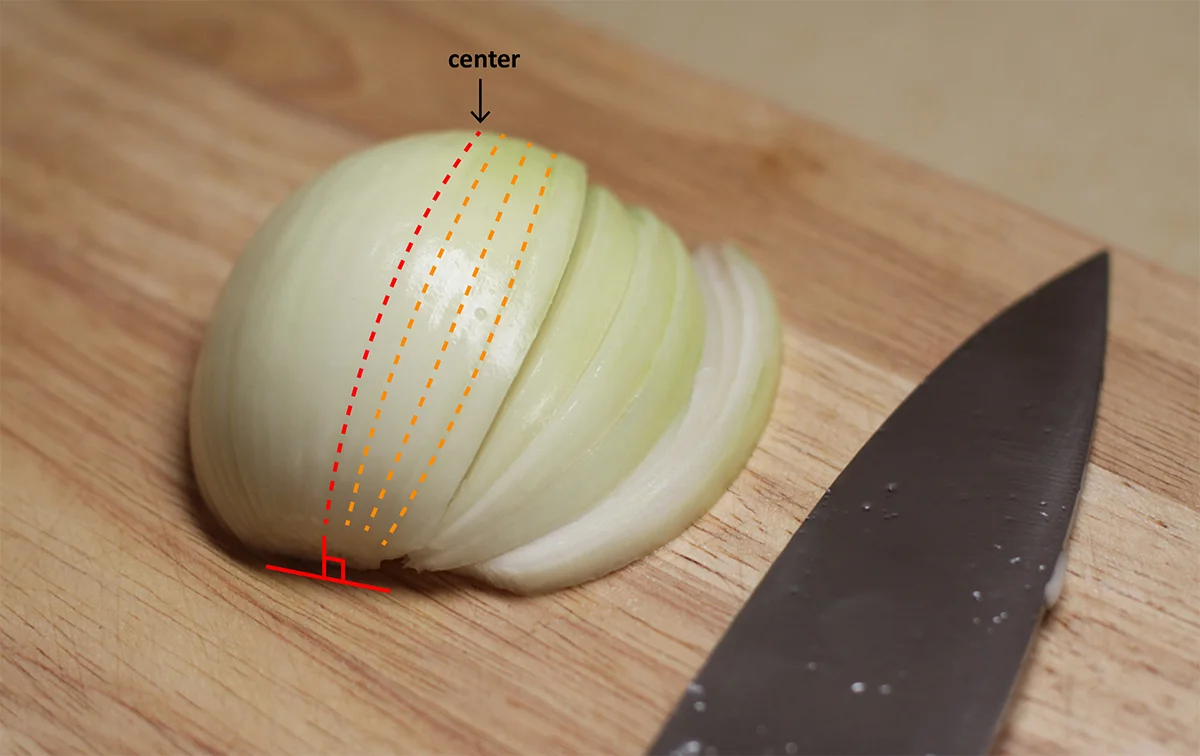 slice an onion - radial cutst-square in the kitchen