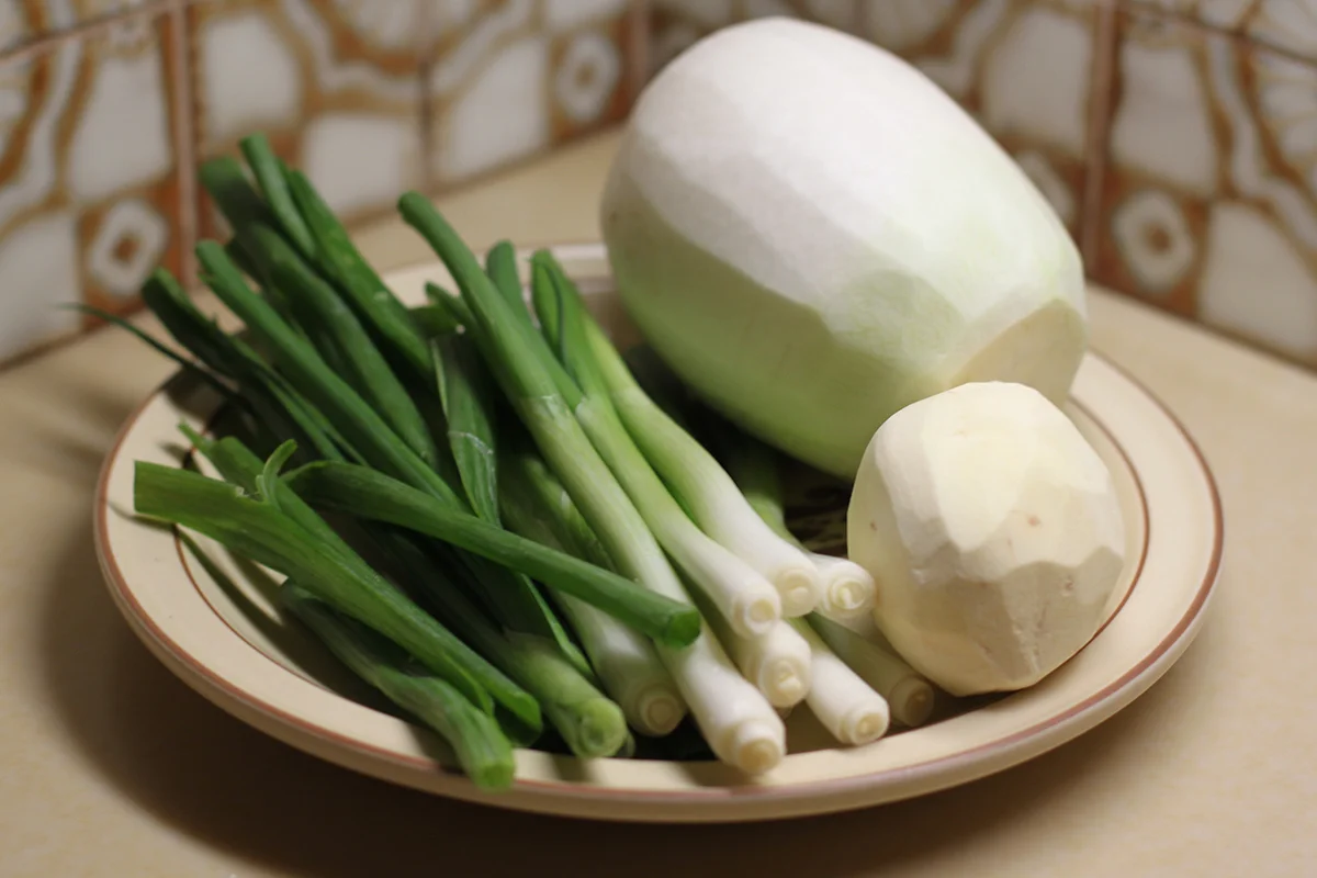 napa cabbage kimchit-square in the kitchen