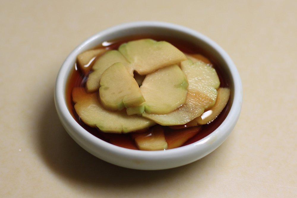 soy pickled chayotet-square in the kitchen