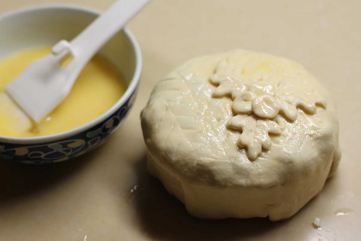 brie en croutet-square in the kitchen