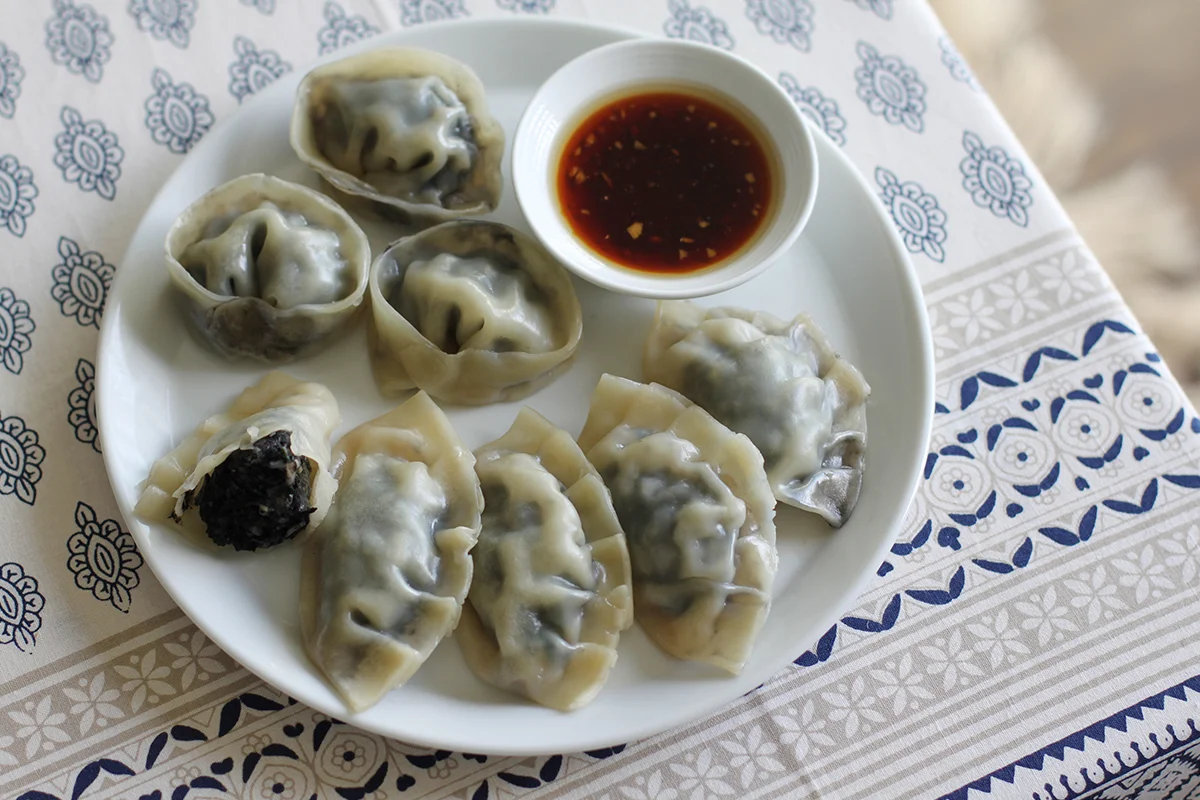 black dumplings (squid ink dumplings)t-square in the kitchen