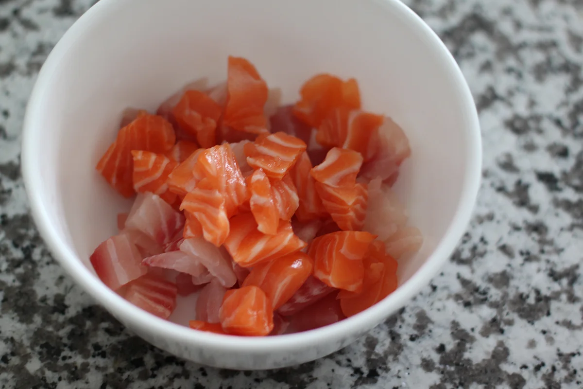 fish tartaret-square in the kitchen