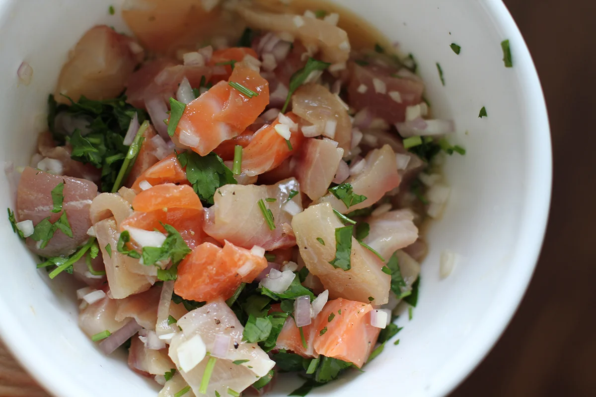 fish tartaret-square in the kitchen