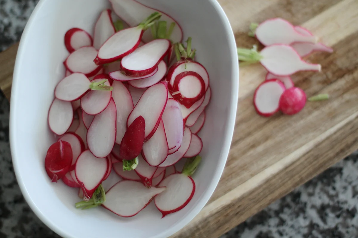 pickled red radisht-square in the kitchen
