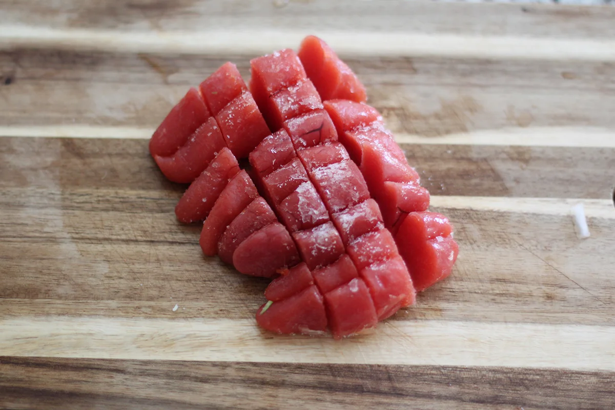seasoned pollack roe stewt-square in the kitchen