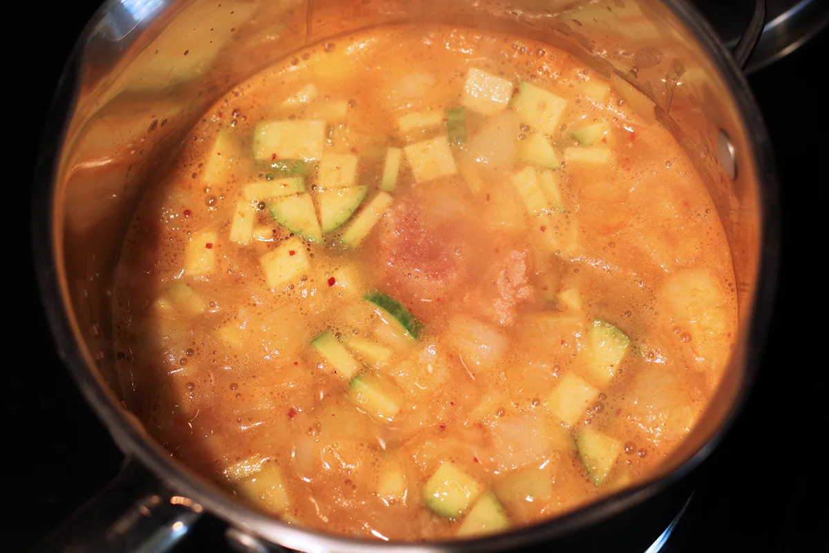 seasoned pollack roe stewt-square in the kitchen