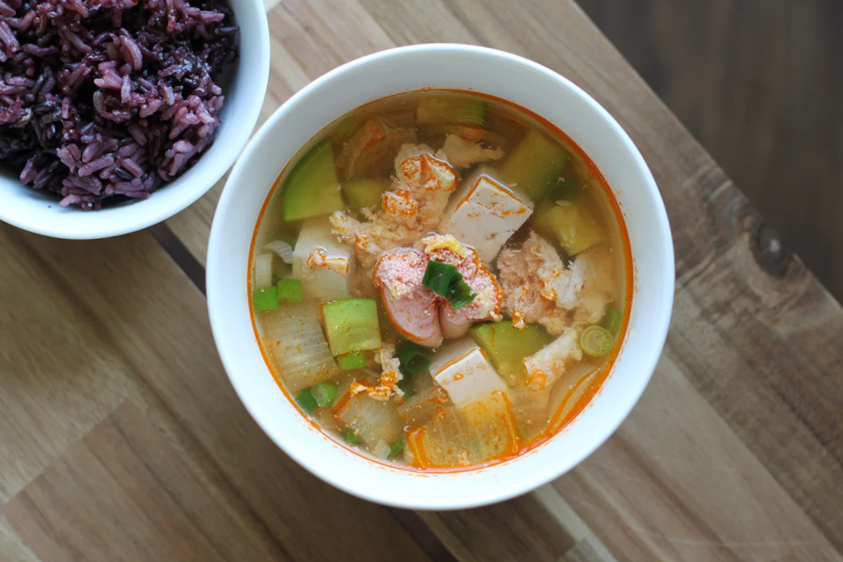 seasoned pollack roe stewt-square in the kitchen