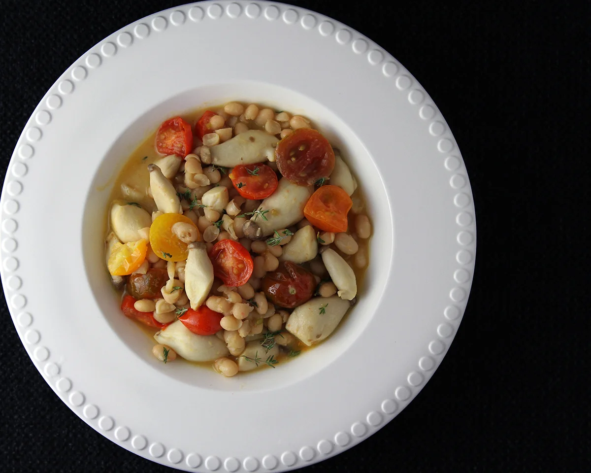 mushroom & white bean ragoutt-square in the kitchen