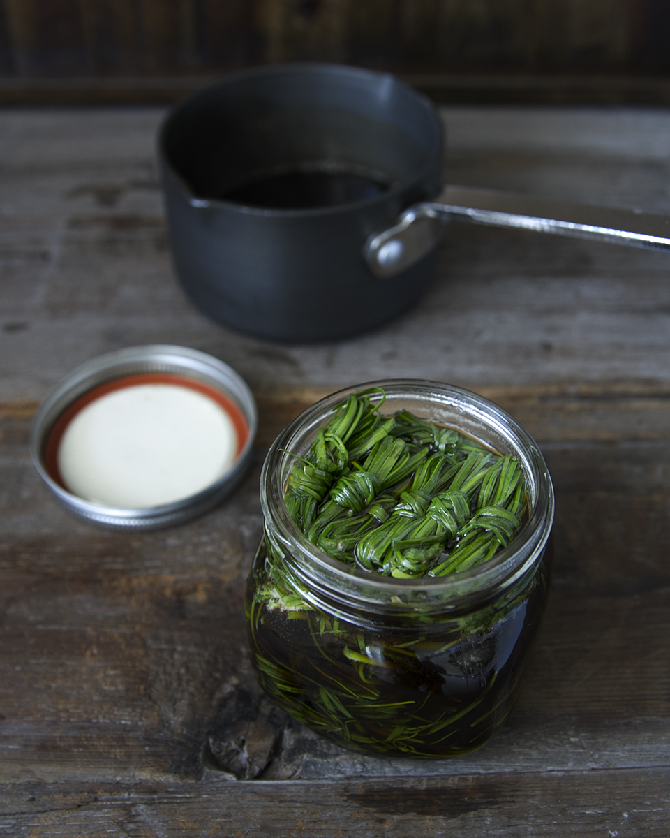 soy pickled chivest-square in the kitchen