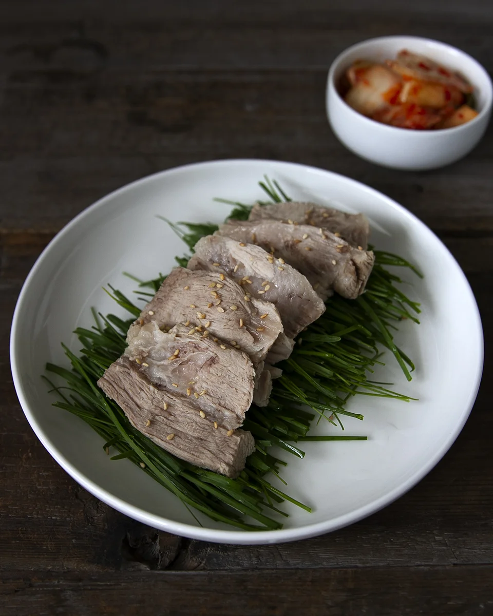 korean boiled porkt-square in the kitchen