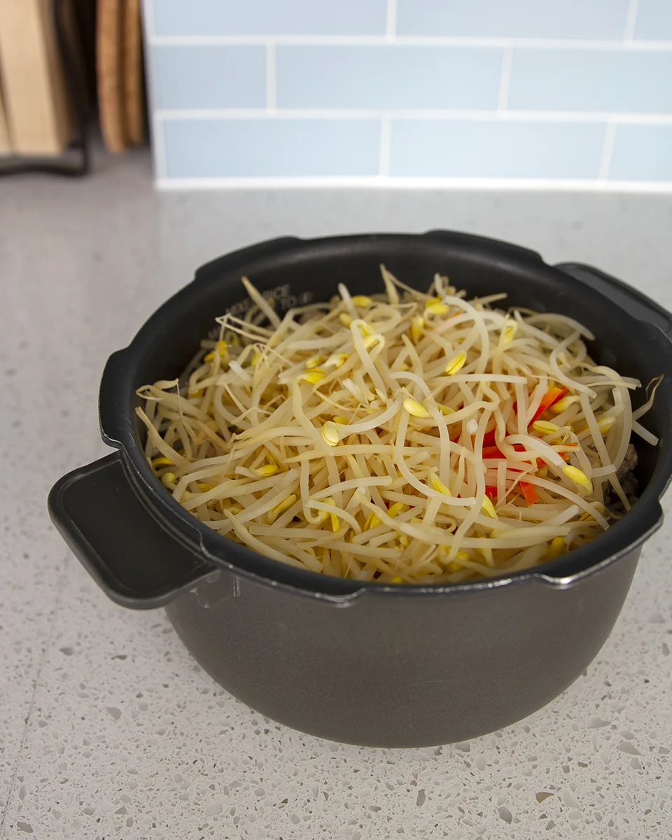 korean bean sprout ricet-square in the kitchen