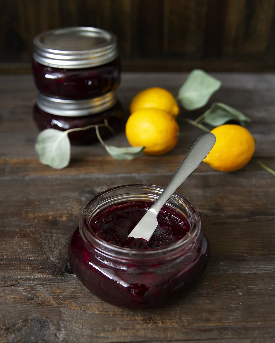 cran-blueberry jamt-square in the kitchen