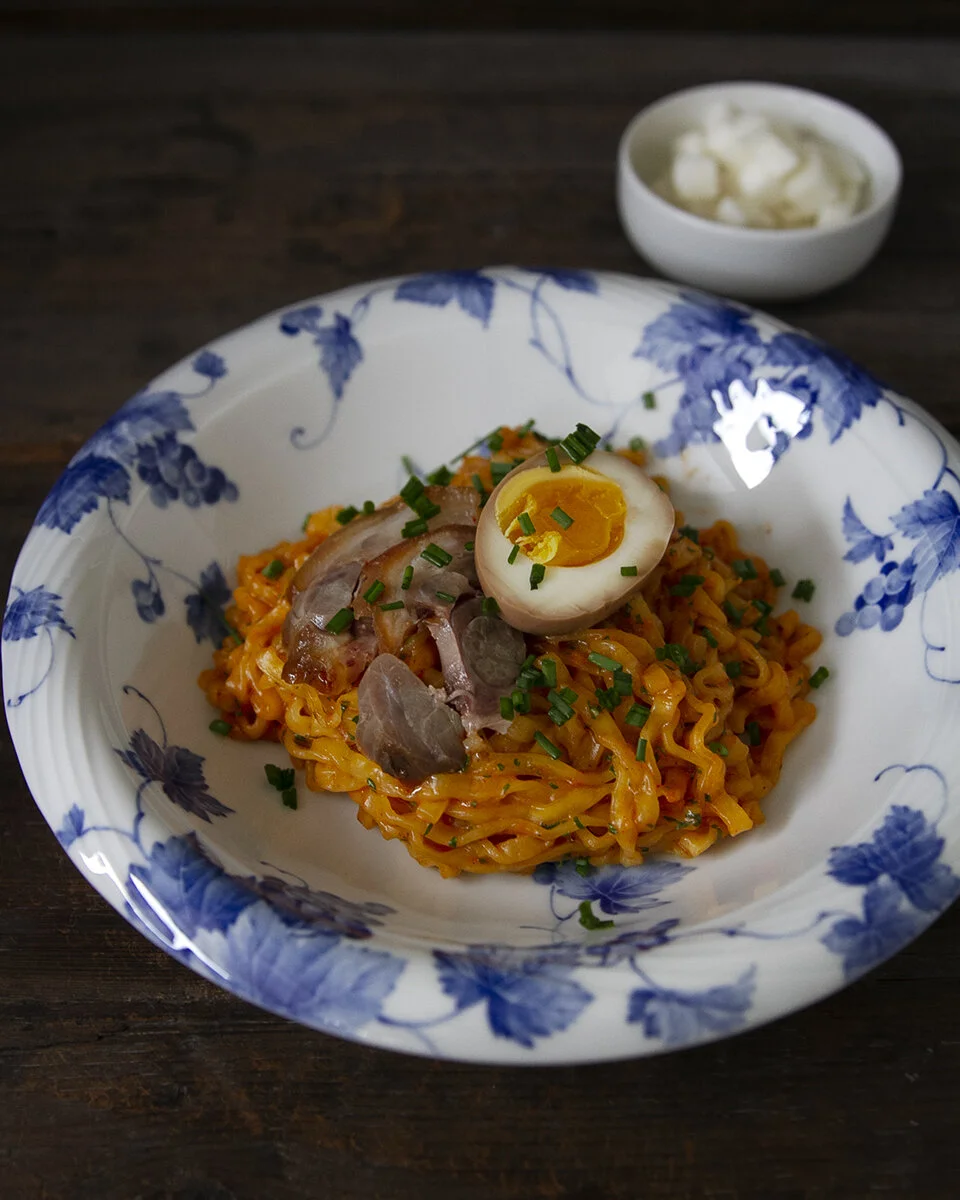 korean "carbo fire chicken" stirfried instant noodlest-square in the ...