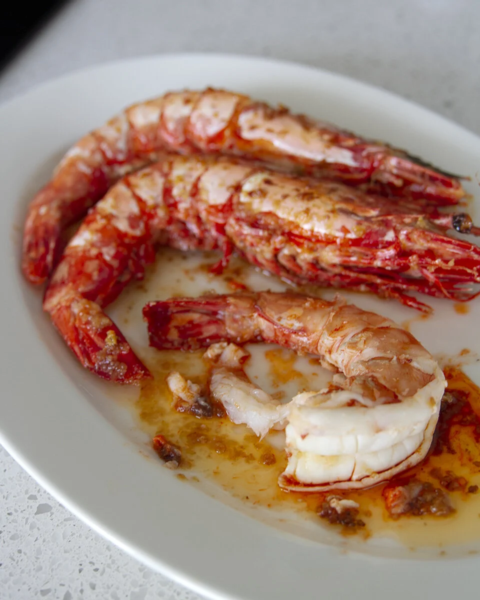 giant tiger shrimps t-square in the kitchen