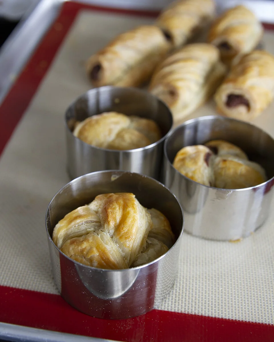 chocolate walnut pastryt-square in the kitchen
