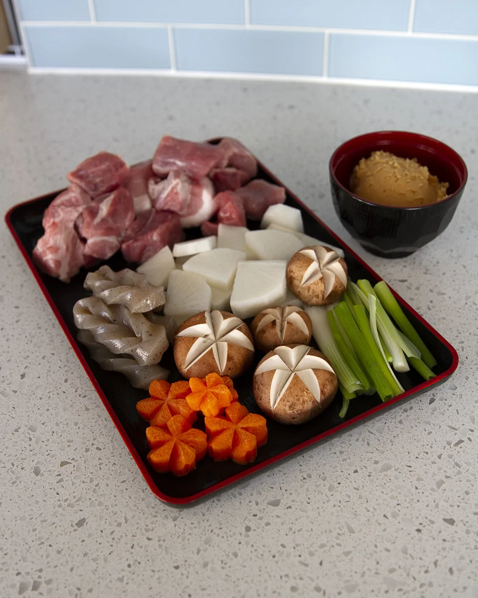 japanese pork miso soup (ton-ji-ru)t-square in the kitchen