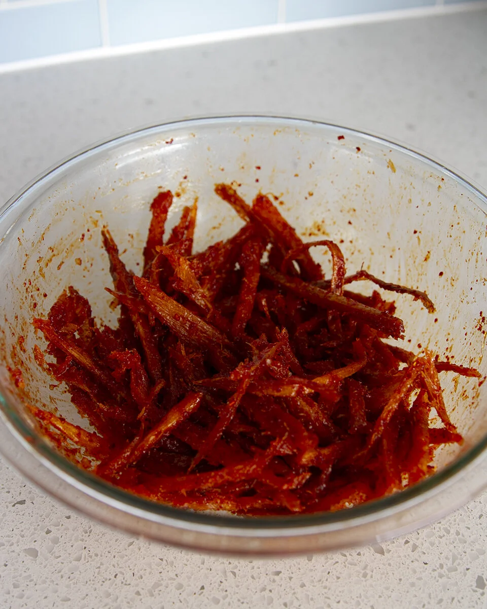 korean spicy dried pollock banchant-square in the kitchen