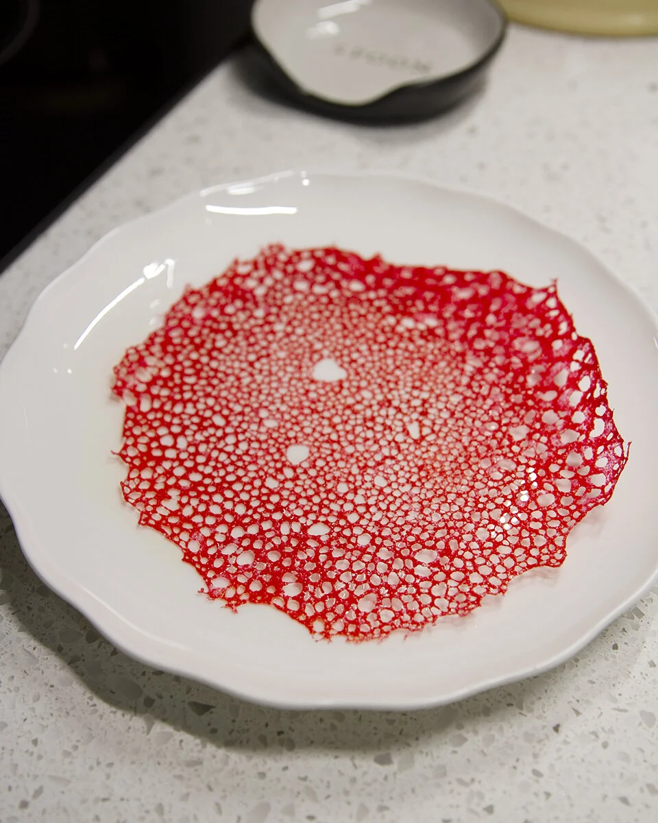 fruits w/ coral tuilet-square in the kitchen