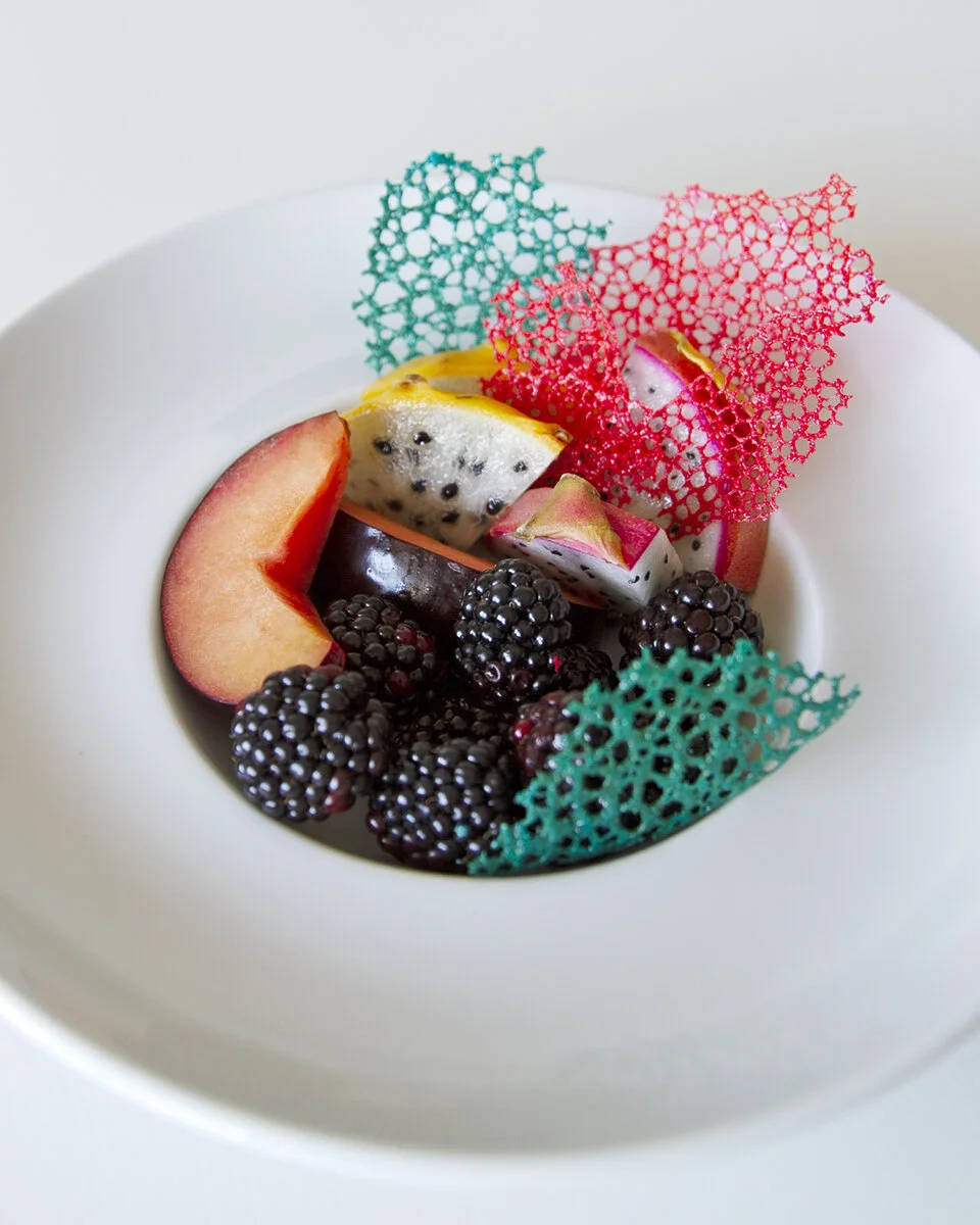 fruits w/ coral tuilet-square in the kitchen