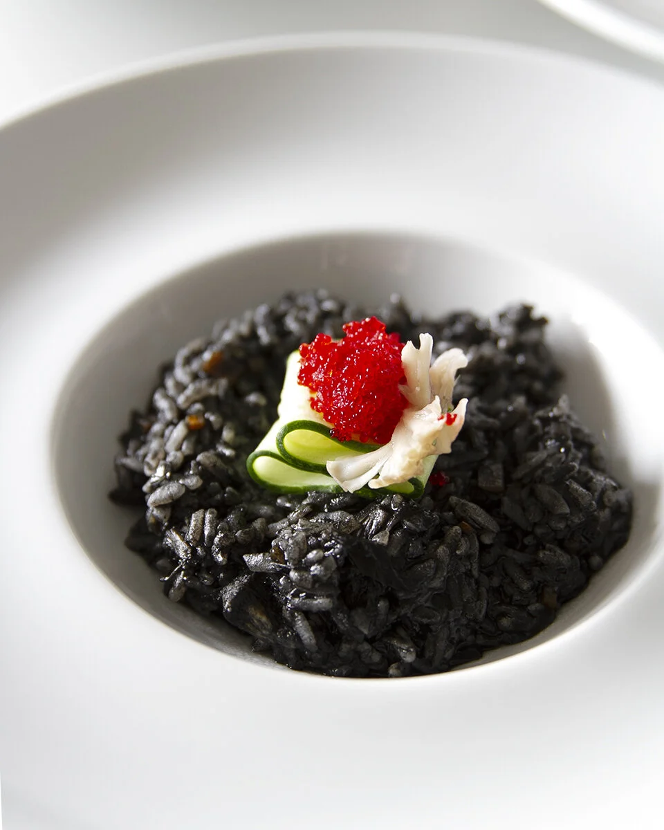 mushroom tuna risotto w/ squid inkt-square in the kitchen